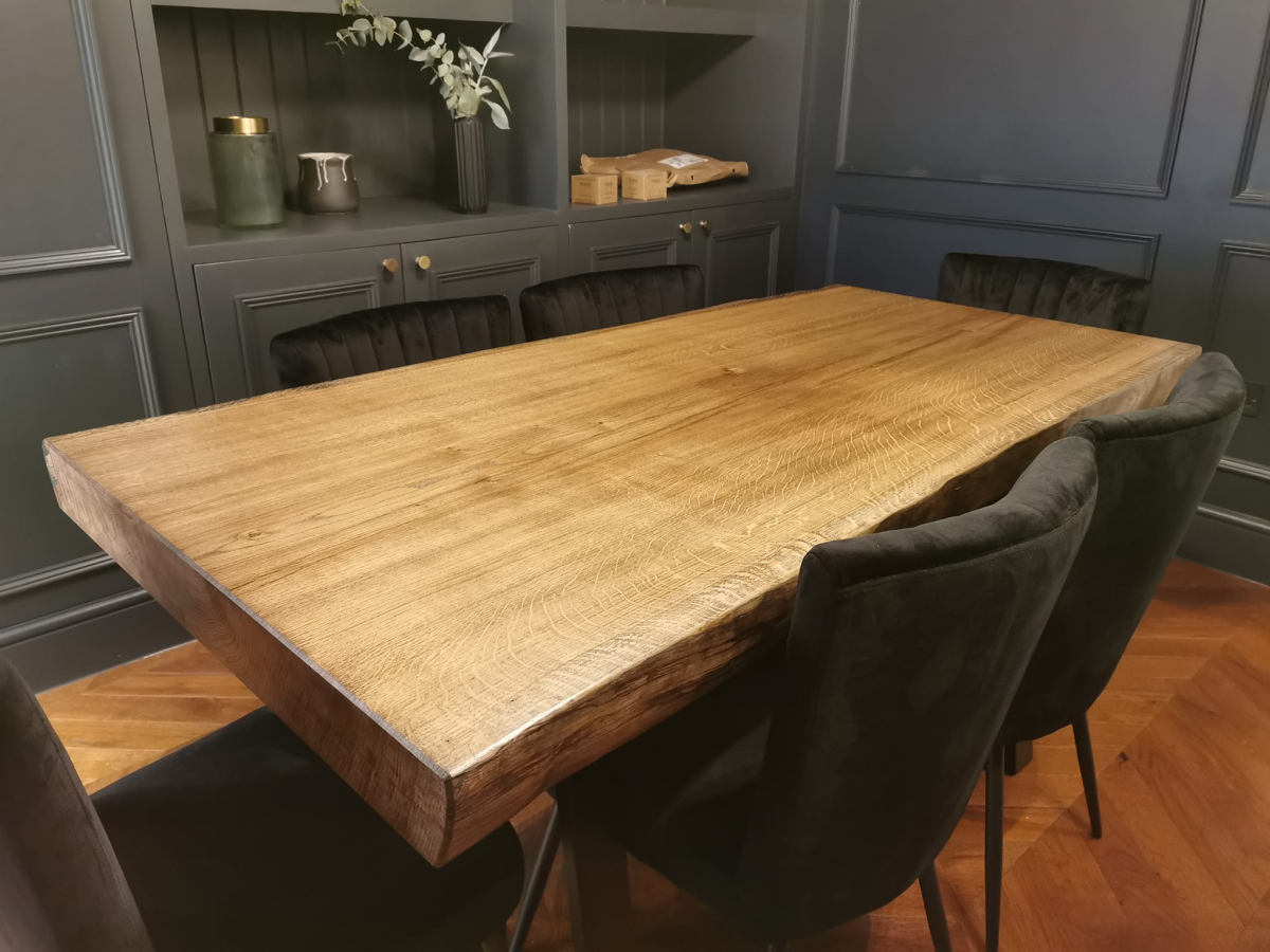 Beautiful 100mm Thick Oak Live Edge Dining Table - Newquay - Kernow ...